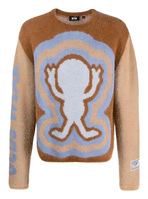 Gcds Wirdo Win Hairy Jacquard Jumper - Neutrals