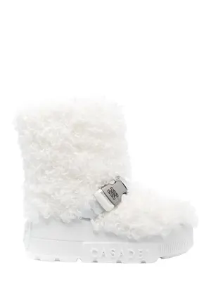 Casadei Buckled Faux-fur Boots - White