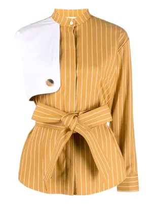 DESTREE Hans Pinstripe-pattern Shirt Jacket - Yellow