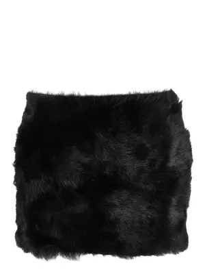 David Koma Fleece-texture Leather Miniskirt - Black