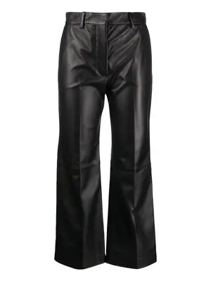 JOSEPH Talia Leather Cropped Trousers - Black