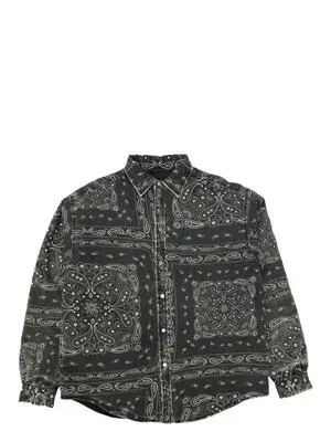 PURPLE BRAND Bandana-print Faded Cotton Shirt - Black