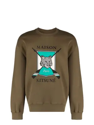 Maison Kitsuné Logo-print Cotton Sweatshirt - Green