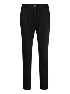 Versace Pinstripe Slim-cut Trousers - Black