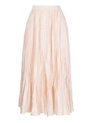 Simkhai Crinkled Pleated Midi Skirt - Pink