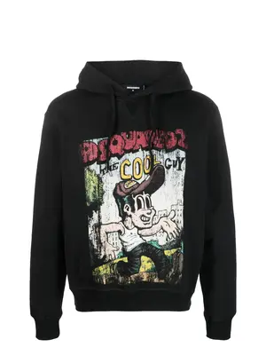 Dsquared2 Graffiti-print Cotton Hoodie - Black