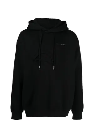 FENG CHEN WANG Logo-embroidered Layered Hoodie - Black