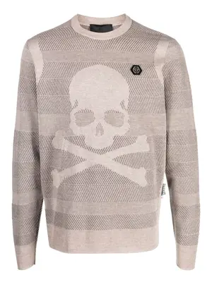 Philipp Plein Skull & Bones Wool-blend Jumper - Neutrals