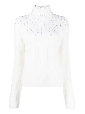 GENNY Stud-embellished Wool Jumper - White