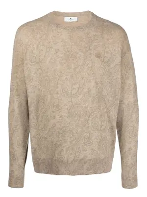 Etro Logo-embroidered Wool Jumper - Neutrals