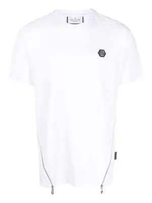 Philipp Plein Logo-patch Zip-detailing T-shirt - White