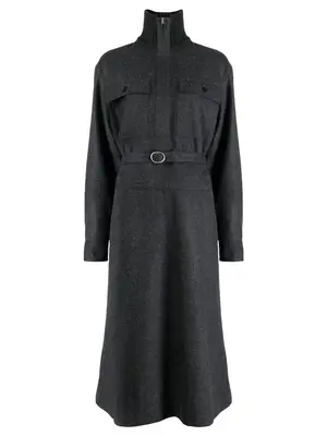 JIL SANDER Long-sleeve Belted Midi Shirtdress - Grey