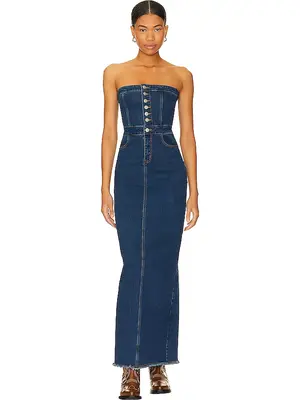 Superdown Superdown Natalia Denim Maxi Dress Blue