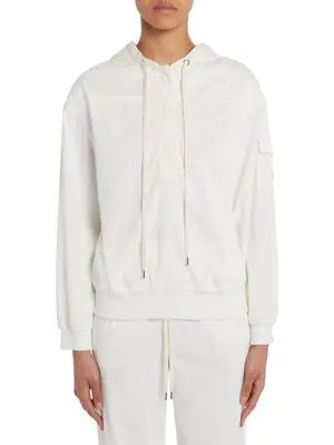 Moncler Stretch Corduroy Popover Hoodie - White