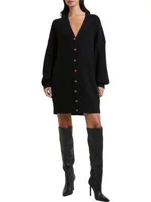 FRENCH CONNECTION Babysoft Rib Button-Front Sweater Dress