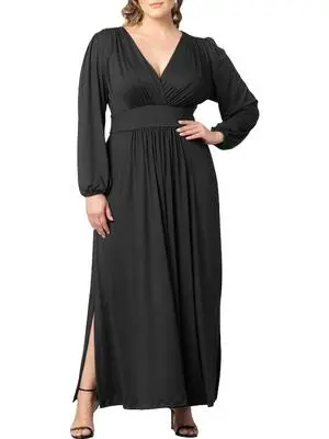 KIYONNA Kelsey Long Sleeve Maxi Dress - Black Noir