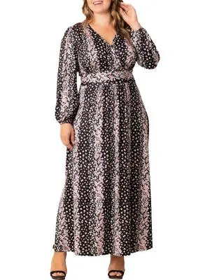KIYONNA Kelsey Long Sleeve Maxi Dress - Nightshade Floral Falls