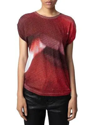 Zadig&Voltaire Adele Bouche Graphic Muscle T-shirt - Red Multicolor