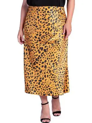 STANDARDS & PRACTICES Izar High Waist Satin Midi Skirt - Gold Print