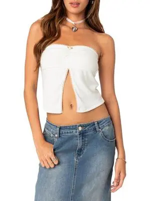 EDIKTED Percy Pointelle Tube Top - White
