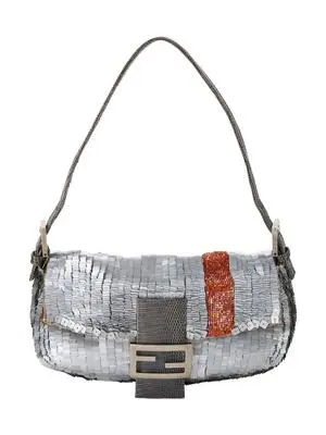 Fendi Sequin Baguette Shoulder Bag - Silver
