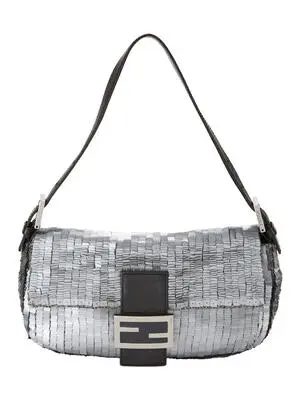 Fendi Sequin Baguette Shoulder Bag - Silver