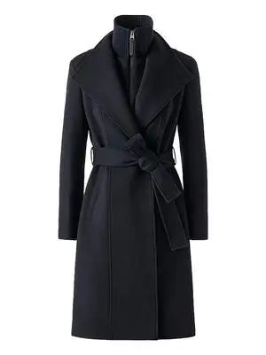 Mackage Norita Belted Wool Coat - Navy