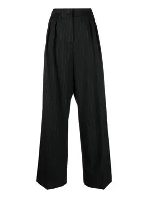 RÓHE Striped Wide-leg Trousers - Black