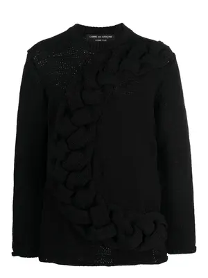Comme Des Garçons Crew-neck Chunky Cable-knit Jumper - Black