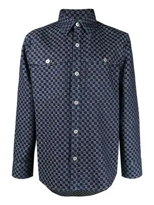 Balmain Monogram-jacquard Denim Shirt - Blue