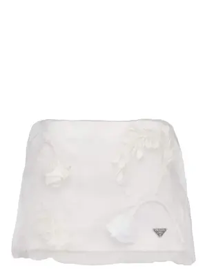 Prada Embroidered Silk Mini Skirt - White