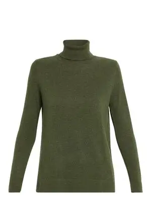 Neiman Marcus Neiman Marcus Cashmere Collection Turtleneck Top Olive