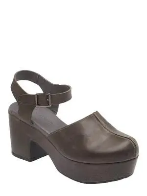 CHOCOLAT BLU Chocolat Blu Gabrielle Platform Clogs Olive Leather