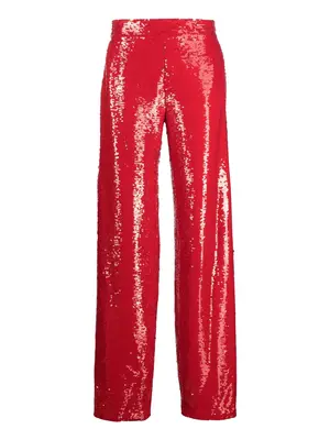 GENNY High-waisted Sequined Trousers - Red