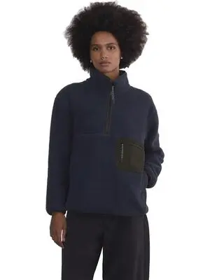 Everlane Renew Fleece Half-Zip Pullover Navy