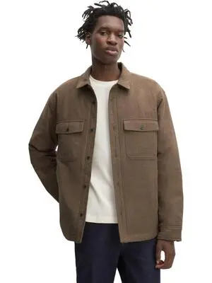 Everlane Flannel Filled Shirt Jacket Heathered Brown Brown