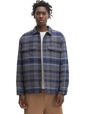 Everlane Flannel Filled Shirt Jacket - Heritage Blue/black/navy