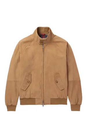 BARACUTA G9 Suede Harrington Jacket - Neutrals