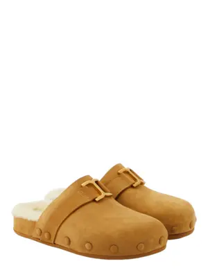 CHLOÉ Chloé Marcie Suede And Shearling Slippers