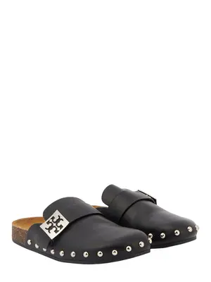 Tory Burch Mellow Studded Leather Slippers - Black