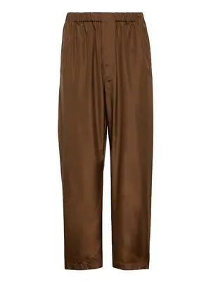 LEMAIRE Silk Straight Leg Pants - Brown