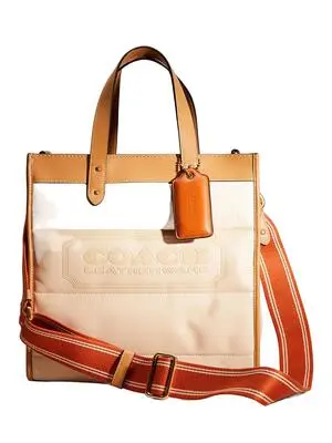 COACH® Restored Field Colorblock Quilted Tote - Brass/ivory Multi
