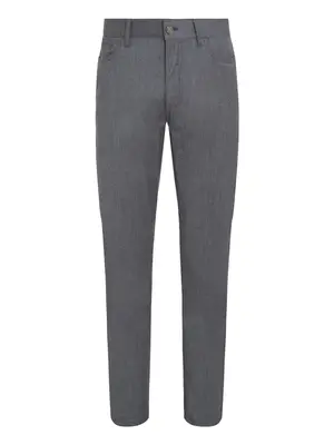 Zegna Roccia Stonewashed Wool Trousers - Grey