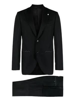 LUIGI BIANCHI MANTOVA Peak-lapels Single-breasted Suit - Black