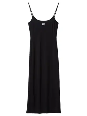 Miu Miu Logo-print Midi Dress - Black