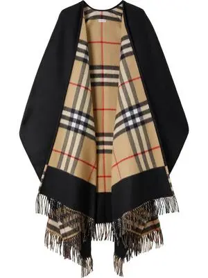 Burberry Vintage Check Wool-cashmere Cape - Black