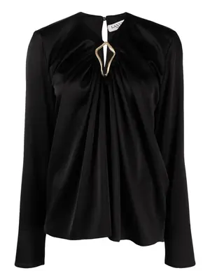 LANVIN Draped Long-sleeved Blouse - Black