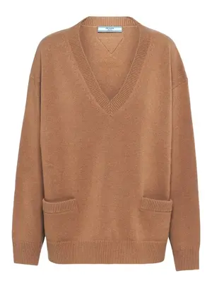 Prada V-neck Cashmere Jumper - Brown