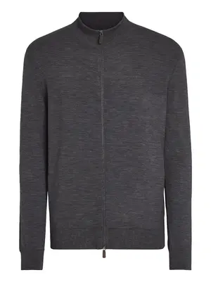 Zegna Zip-fastening Knit Cardigan - Grey