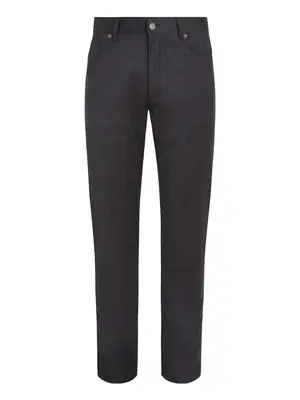 Zegna Zegna Roccia Stonewashed Wool Trousers Black